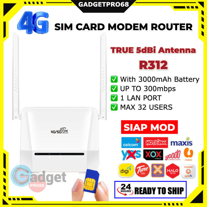 NEW 4G Modified Router Modem R312 Hotspot Unlimited for Malaysia Telco ...