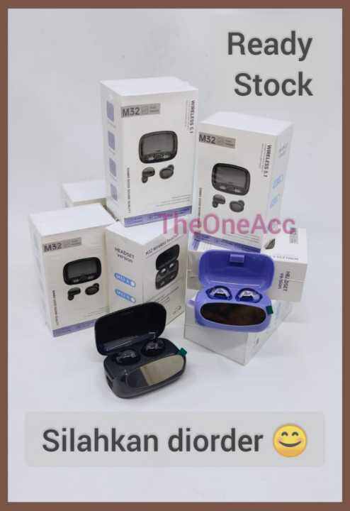 Earphone Wireless M32 TWS Headset Bluetooth 5.1 Damix Good Sound ...