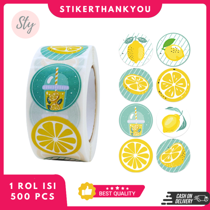 500 Pcs/Rol Stiker Jus Minuman Es Jeruk Lemon | Lazada Indonesia