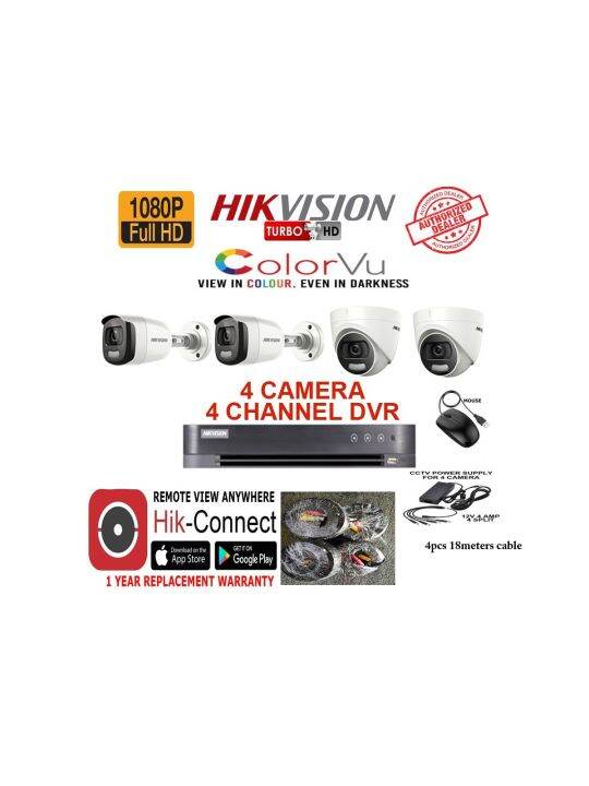 HIKVISION 2MP/ 4CH LITE COLORVU KIT (TVI-LITE-4CH2D2B-2MP-COLORVU) | Lazada PH