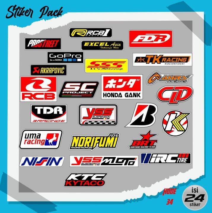 Sticker Pack Aesthetic isi 24 Motif Racing Stiker Sponsor Terbaru ...