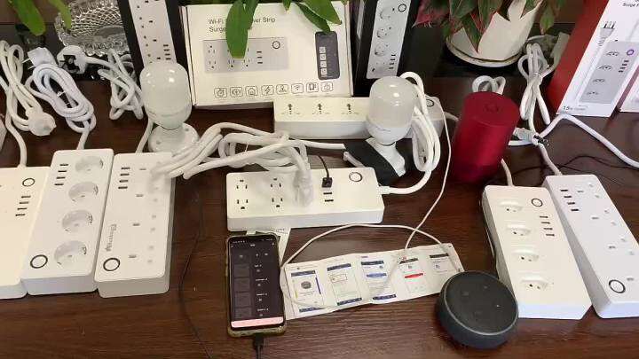 10A16A Power Strip Tuya Smart Plug Power Strip Extension Cord Smart Home EU Socket ทำงานร่วมกับ ...