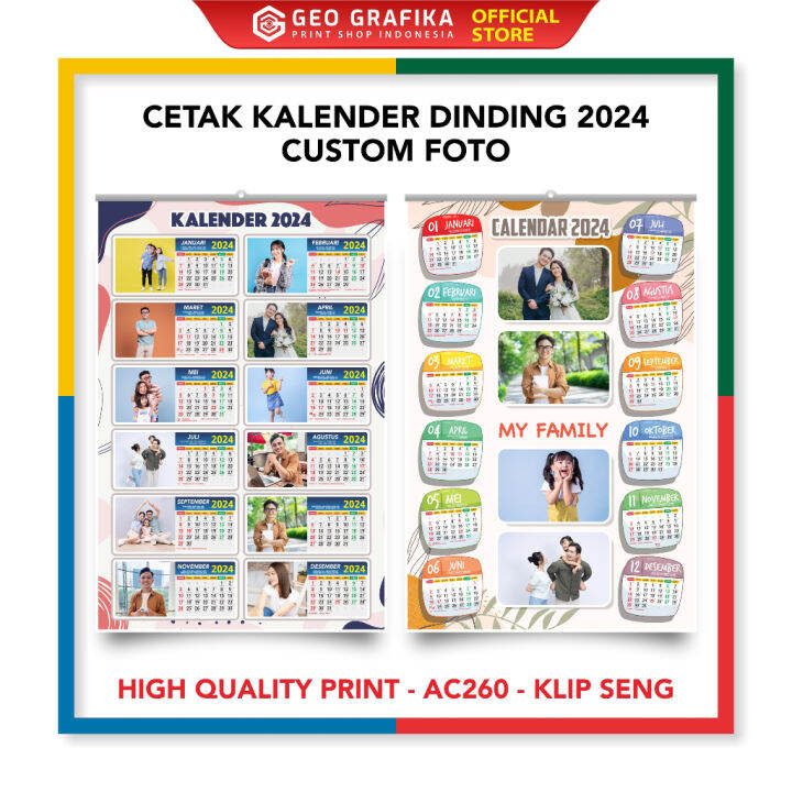 Kalender Dinding Custom Foto 2024 Free Desain - Geo Grafika | Lazada ...
