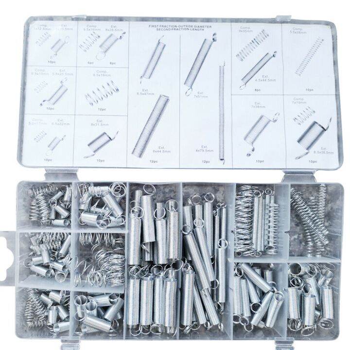 Compression & Extension Spring 200 pc Assortment Set Heavy-Duty Steel ...