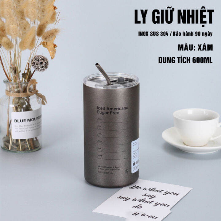 Cốc Giữ Nhiệt Coffe Americano Inox 304 Cao Cấp, Ly Cafe Giữ Nhiệt Inox 304 Thể Tích 600ML Hàng ...