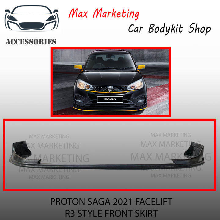PROTON SAGA 2021 FACELIFT R3 STYLE FRONT SKIRT (R3) POLYURETHANE (PU ...