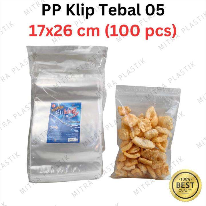 Plastik PP Klip 17x26 Tebal 50 Micron Kemasan Snack BluKing Zip Lock ...