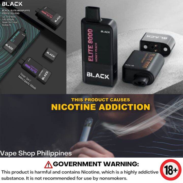 【COD】 BLACK ELITE 8000 Puffs 8k Puff 3 Compatible With Top Fog Elf Bar ...