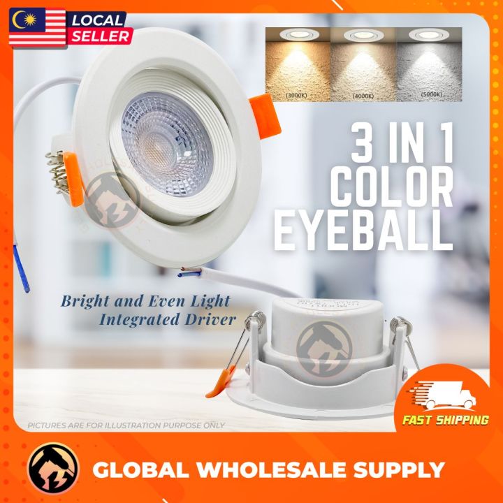 [3 TONED] 5W LED Eyeball 3 Color Eye Ball Downlight Spotlight Plaster ...