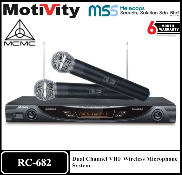 MOTIVITY RC-682 Dual Channel VHF Wireless Microphone System- Approved ...