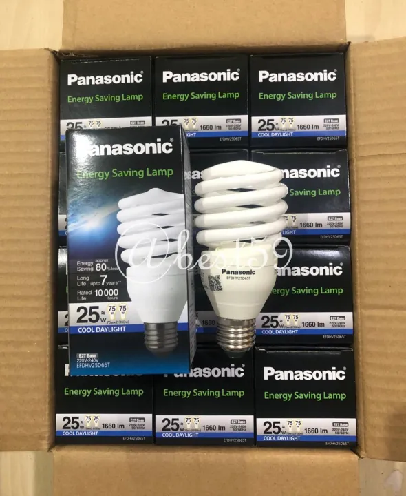 หลอดทอร์นาโด Panasonic 25W แสงสีขาว ประหยัดไฟ80% ขั้วเกลียว E-27 ของแท้ ...
