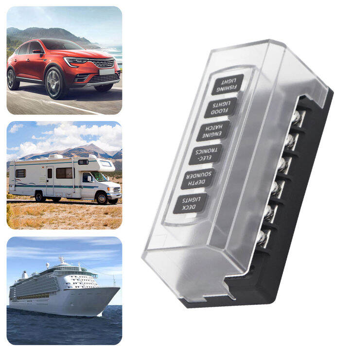 Mini Car Fuse Car Boat 6 Way Bracket Fuse 12V 24V Blade Modified Fuse ...