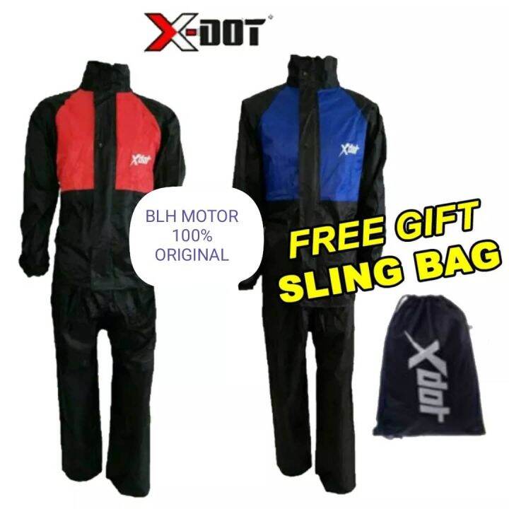 100% ORIGINAL} XDOT X-DOT RAINCOAT RAINSUIT FULL SET RED BLUE M L XL ...