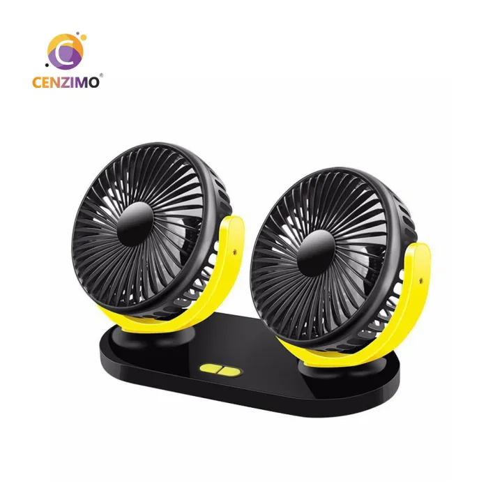 CENZIMO Car Fan Air Conditioning 3 Speed USB Dual Head 360 Degree ...