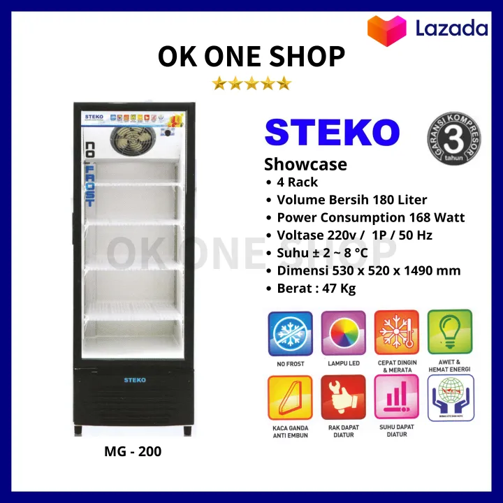 STEKO Showcase MG-200 (180 L) - No Frost | Lazada Indonesia