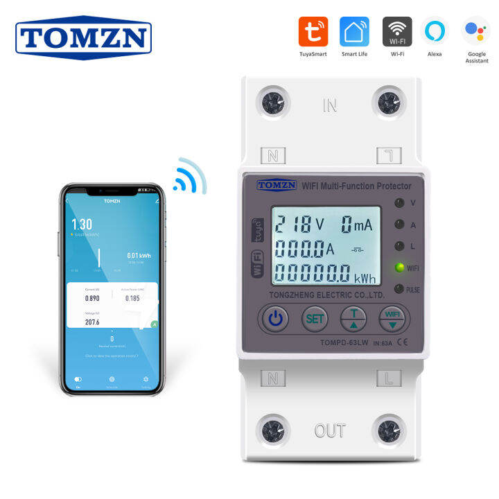 1P+N 63A WIFI Smart Switch smartlife Energy Meter Kwh Metering Circuit ...