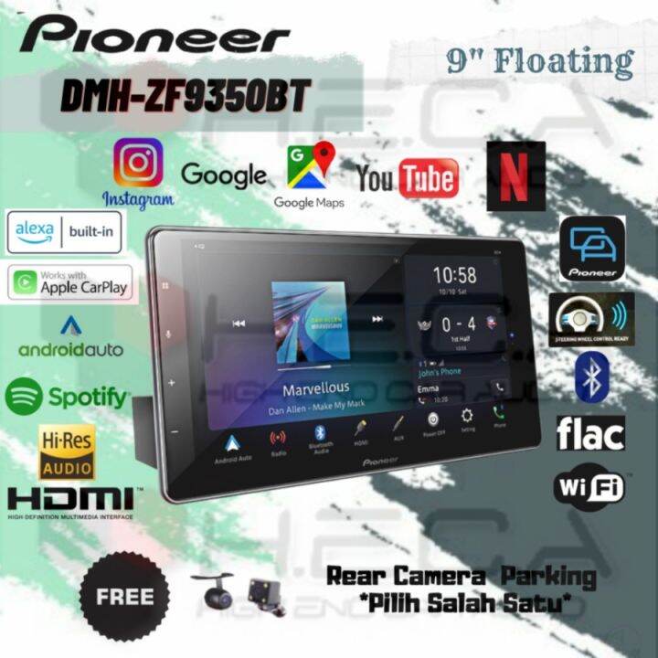 Pioneer DMH-ZF9350BT Floating Head Unit 9" Inch Single Din + Camera ...
