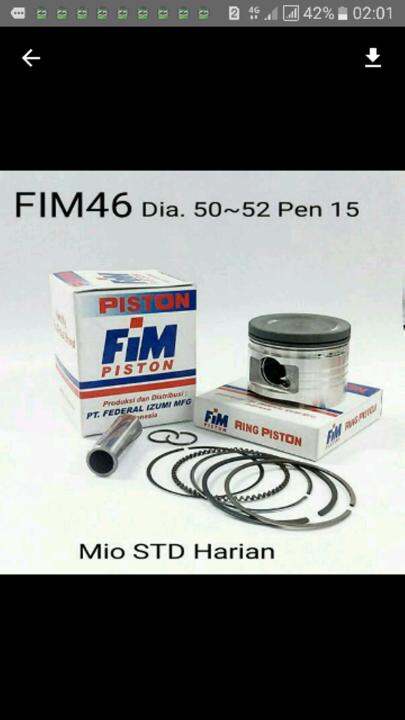 Piston Kit Yamaha Mio Nuvo Size STD 50 100 150 200 FIM Izumi Tacing ...