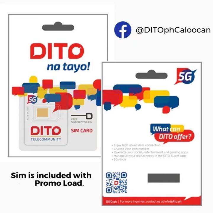 DITO 5G-LTE Tri-cut SimCard 3gb, 100 minutes call to all Net, unli text ...