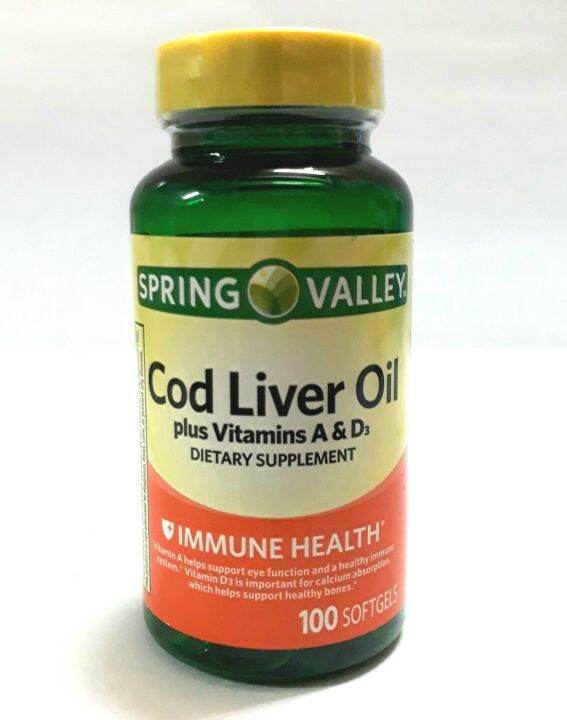 Spring Valley Cod Liver Oil with Vitamin A & D 100 Softgels | Lazada PH