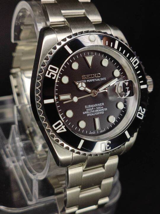 NH35 Automatic Movement BLACK SUB With SUBMARINER DIAL Custom Build ...