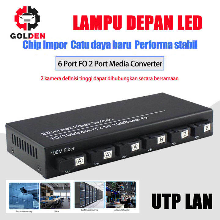 Media Converter 10M/100M 6 Port FO 2 Port LAN Ethernet Fiber RJ45 Fiber ...