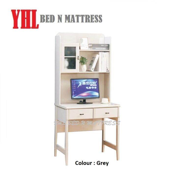 YHL New Grey Study Desk / Writing Table With Top Shelves | Lazada Singapore
