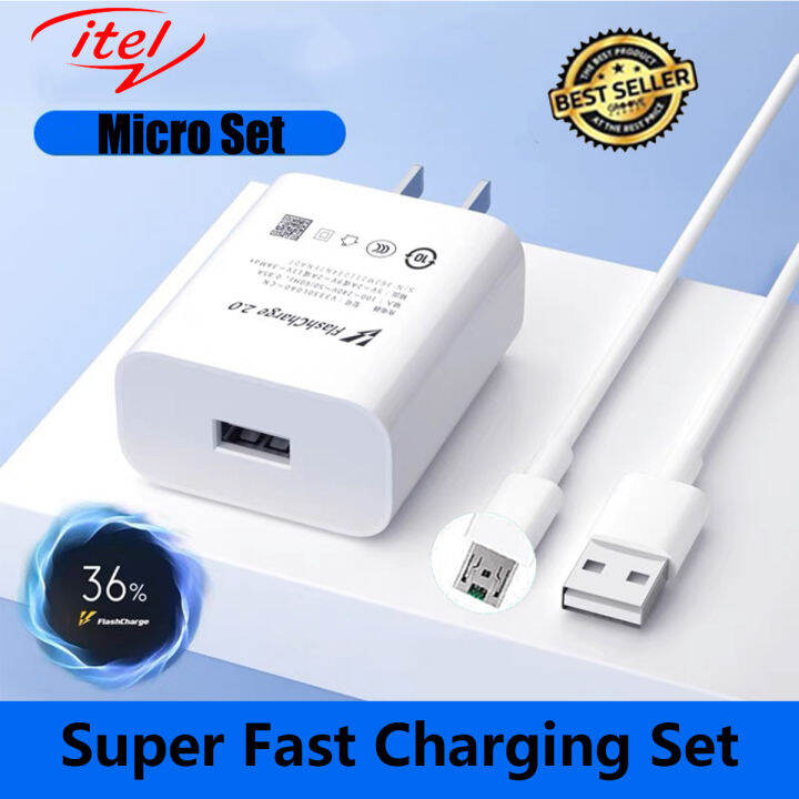 100% original ITEL charger best-selling flash charging set micro USB interface charging cable ...