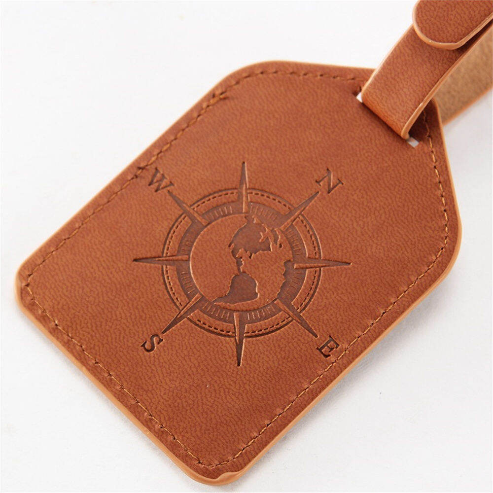 Leather Bag Pendant ID Address Tags Label Compass Travel Accessories ...