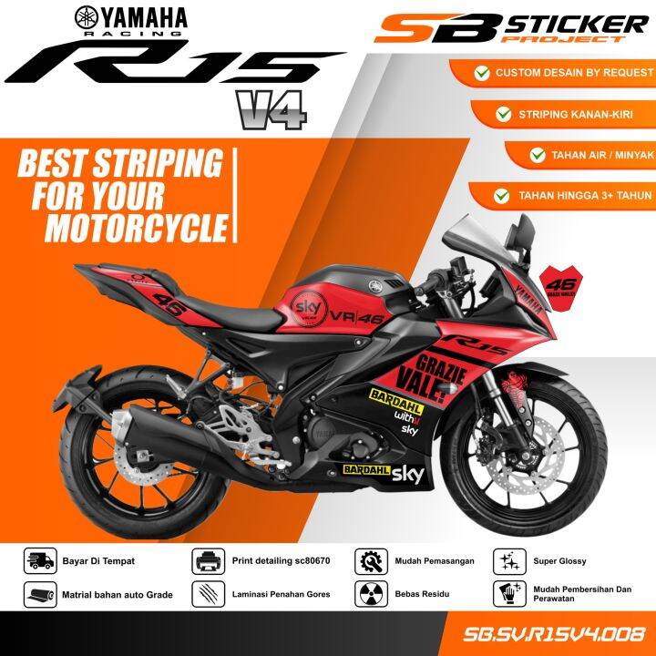 STRIPING R15 V4- STRIPING VARIASI HOLOGRAM YAMAHA R15 V4 2022 SB-008 ...