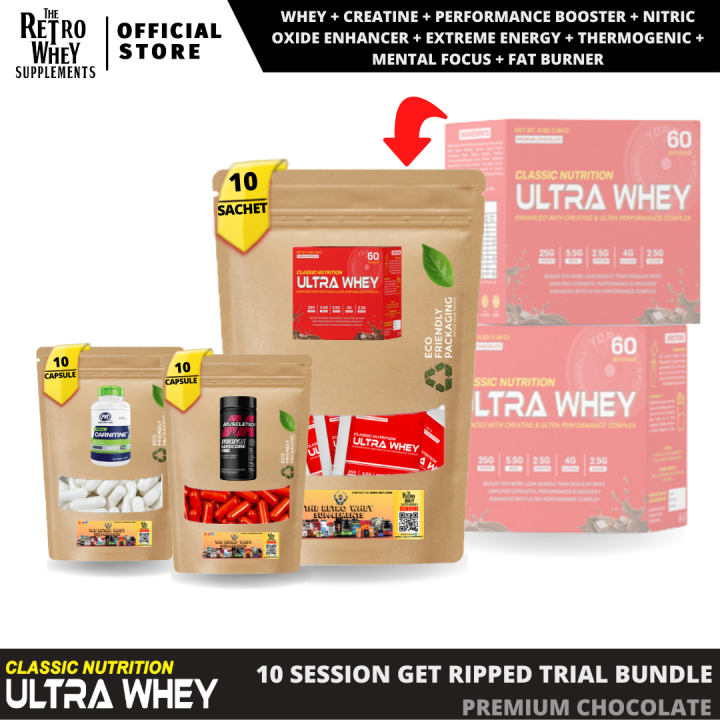 Ultra Whey 10 Sachets with MT Hydroxycut 10 Caps & PVL Carnitine 10 ...
