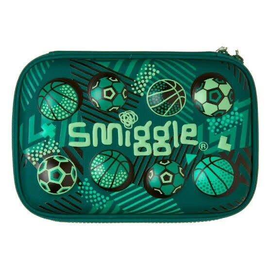 SMIGGLE PENCIL CASE HARD TOP DOUBLE ZIPPER GREEN SOCCER BALL ORIGINAL ...