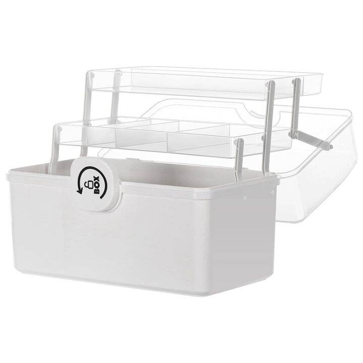 Plastic Storage Box with 3-Tier Fold Tray,Tool Organizer,Portable ...