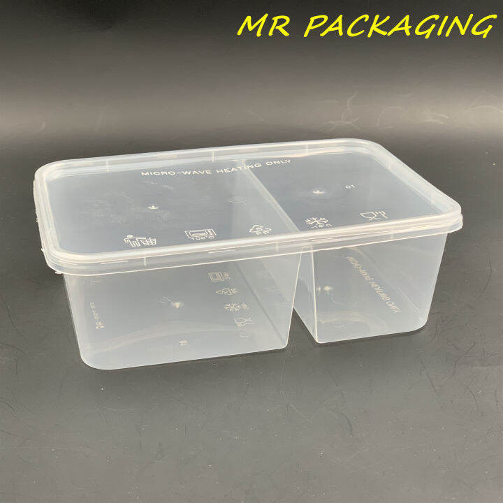 750 DS Rectangular Two ( 2 ) Compartment Plastic Disposable Food ...