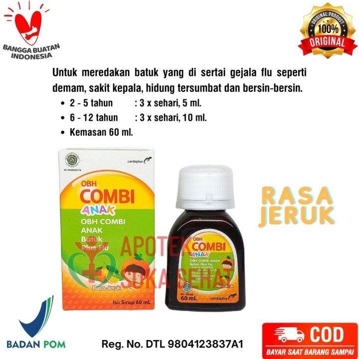 OBH COMBI ANAK RASA JERUK 60 ML / OBAT BATUK PILEK DEMAM | Lazada Indonesia