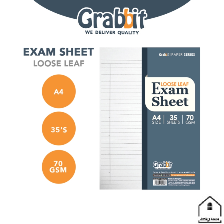 GRABBIT A4 Exam Sheet Test Pad 35 sheets | Lazada