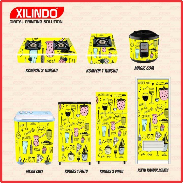 STIKER KULKAS KOMPOR MESIN CUCI AC STICKER ALAT MASAK SHABBY MOTIF ...