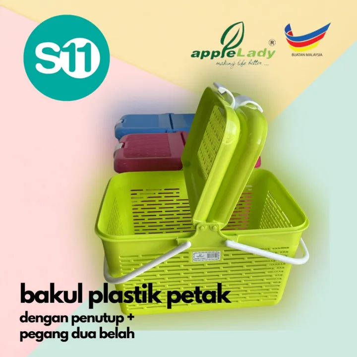 APPLE LADY Storage Laundry Basket with Cover JT 4478 Plastik Bakul ...