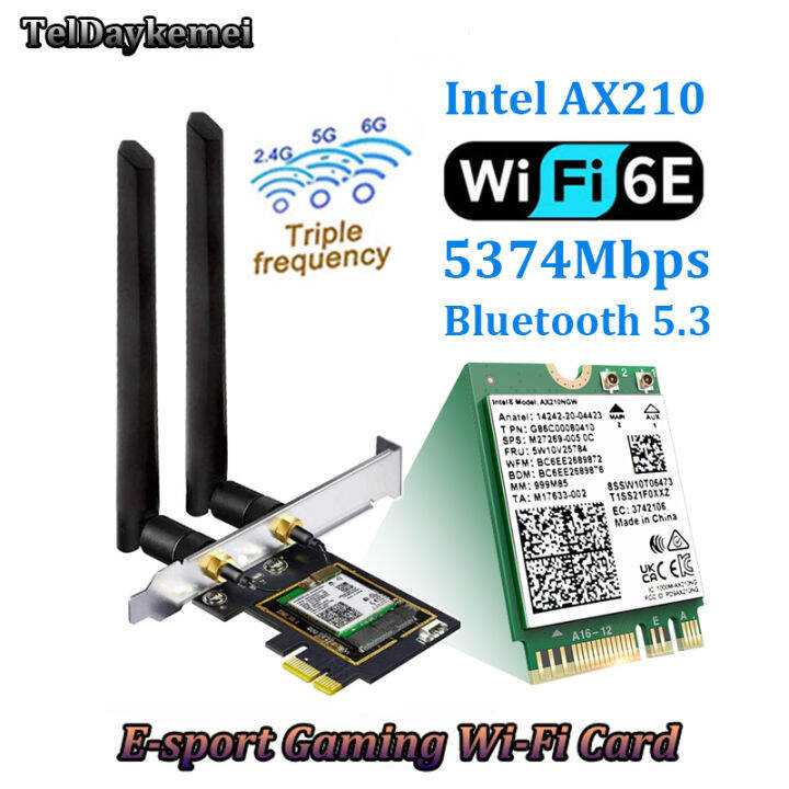 5374Mbps Wifi 6E Intel AX210 Pcie Wireless Adapter Bluetooth 5.3 Intel ax210ngw M.2 Wi Fi ...