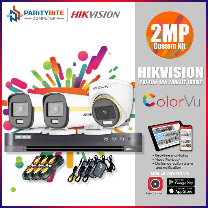 HIKVISION 4CH 2MP 2 Bullet 1 Dome ColorVU With Audio TVI-Lite (HDD Optional) | Lazada PH