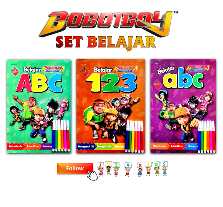 Boboiboy Set Pembelajaran Budak Belajar Latihan Menulis Huruf Nombor ...