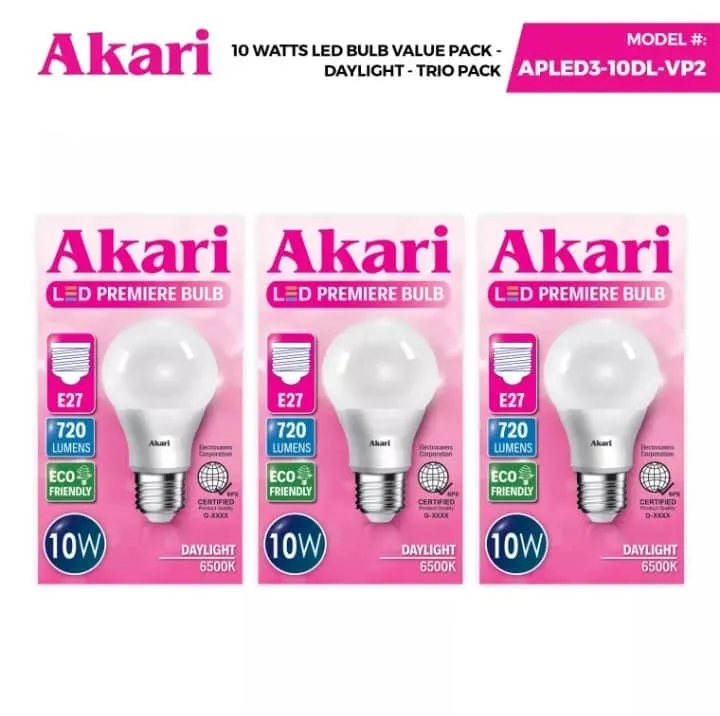 Akari 10 Watts LED Bulb Value Pack - Daylight (APLED3-10DL-VP2) TRIO ...