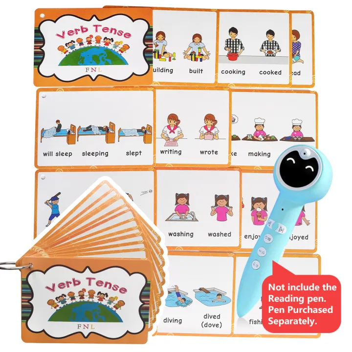 24Groups/Set Verb Tense Kids Flash Card Early Leaning English Word ...