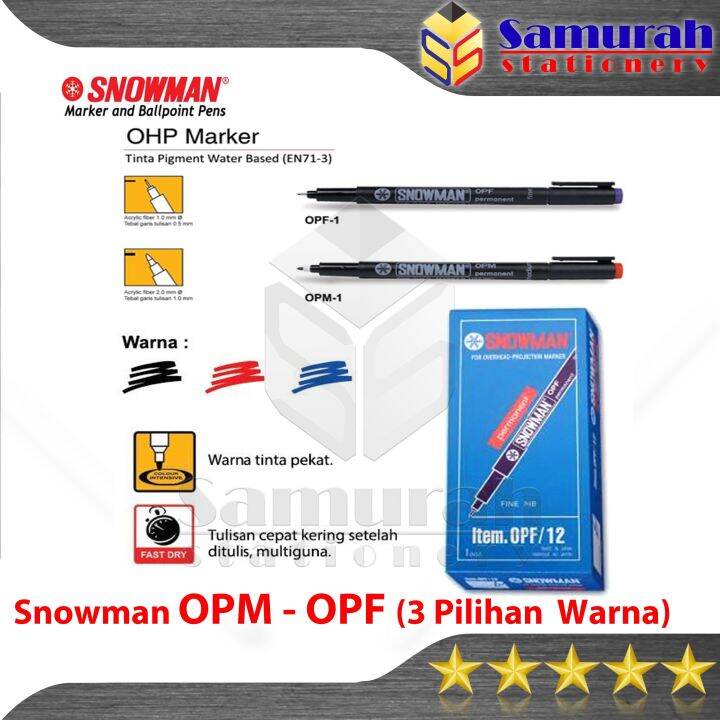 Spidol Permanent Snowman Tipe OPM / OPF Drawing Pen Marker OHP | Lazada ...