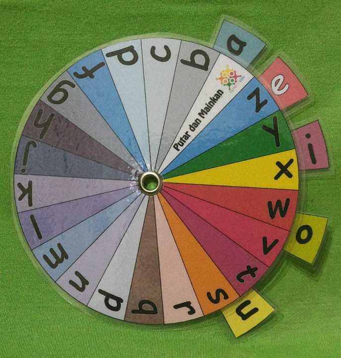 Roda pintar abjad roda baca huruf produk edukasi calistung anak PAUD TK ...