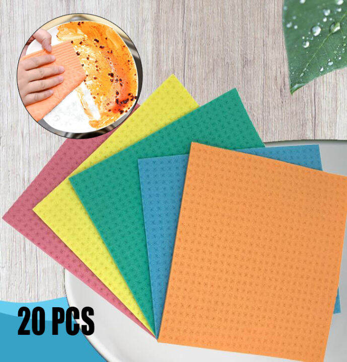 20Pcs Dishcloth Cellulose Sponge Cloths - Bulk 5/10 Pack Of Eco ...