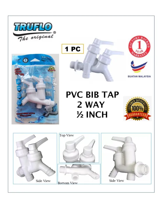 TRUFLO L501B 1/2B White PVC 2 Way Bib Water Tap | Lazada