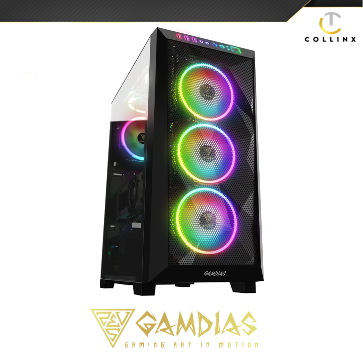 GAMDIAS ATHENA M1 CASE WITH 3 RGB FANS | Seamless Tempered Glass Window ...
