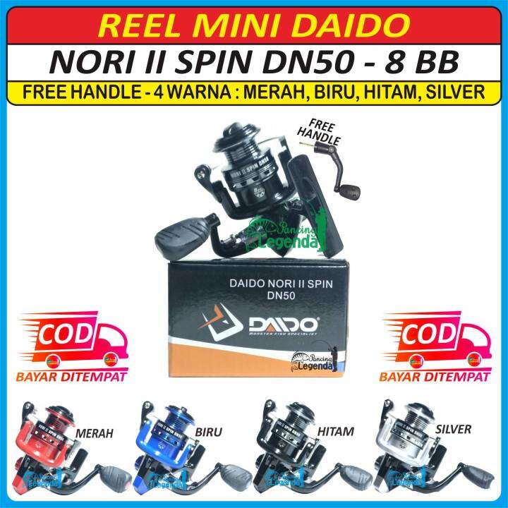 REEL DAIDO MINI NORI II SPIN 8BB SPOL BESI, FREE HANDLE, 4 WARNA ...