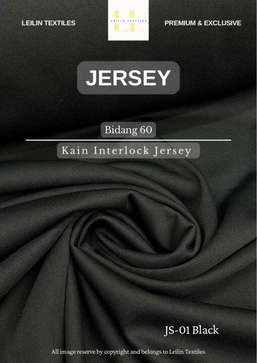 Kain Jersey Interlock / Kain JC Plain Bidang 60" Open Meter (0.5m ...